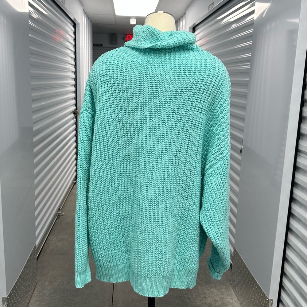 Free People Knit Funnel Neck Turtle Neck Chunky Overs… - Gem